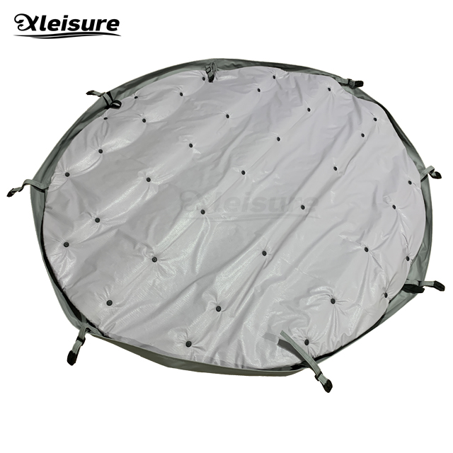 Light grey roll-up cover for round spa hot tub diameter 1800mm - xleisure