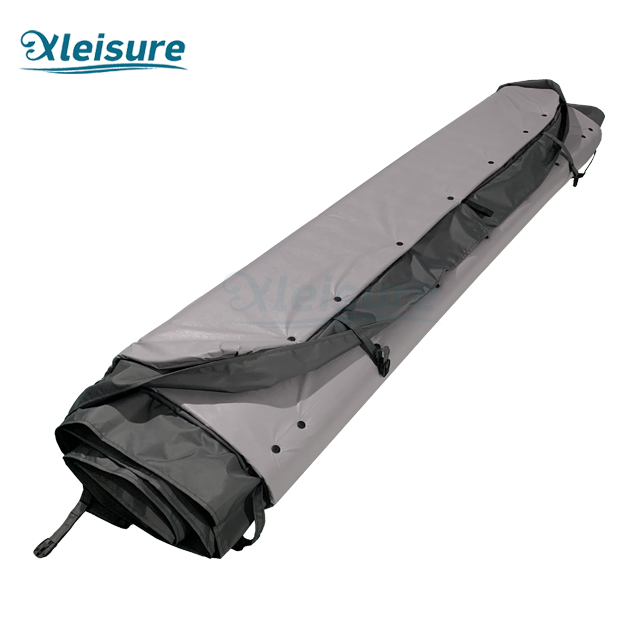 Grey roll-up swim spa cover 6350x2300mm, R270mm - xleisure