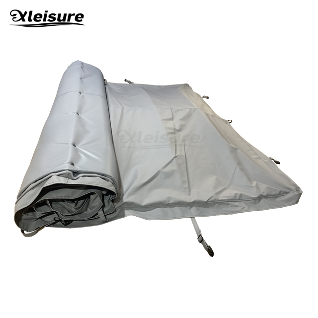 Light grey roll-up swim spa cover 4200x2320mm, R25mm - xleisure